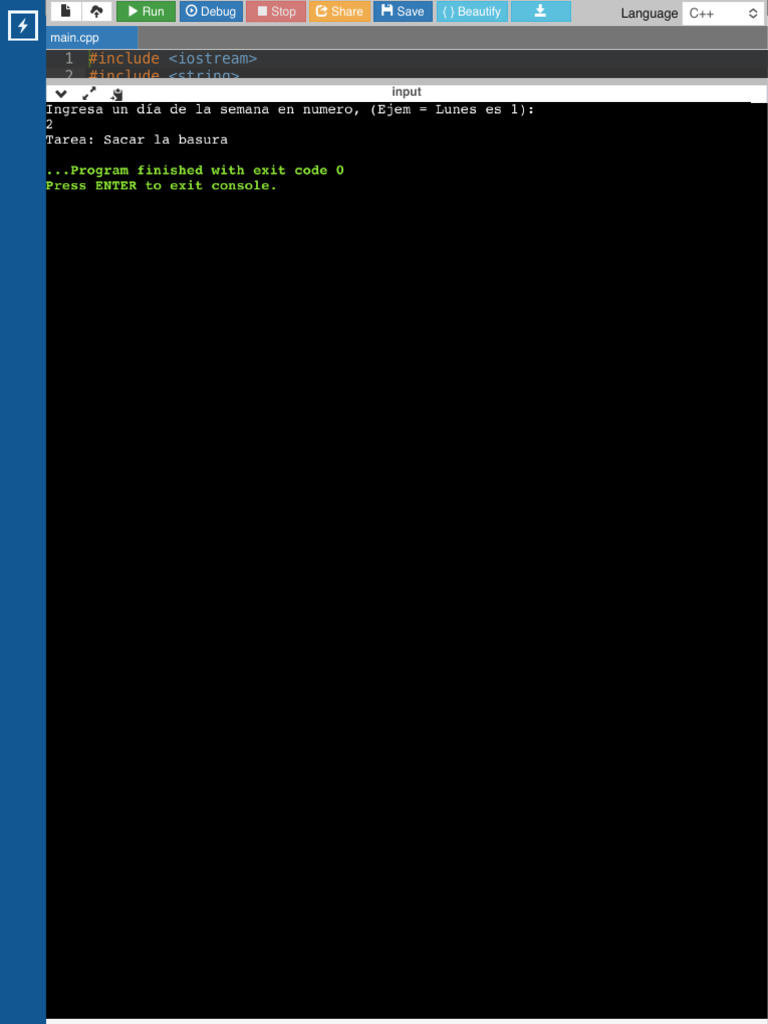 5.0 Estructuras de Control - Condicional If-Else (Calificable) - GDB Online Debugger Code ...