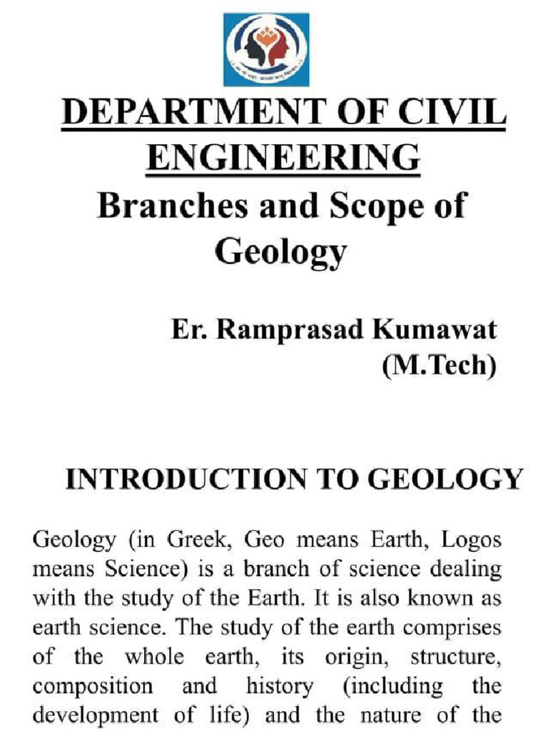 Branches and Scope of Geology | PDF