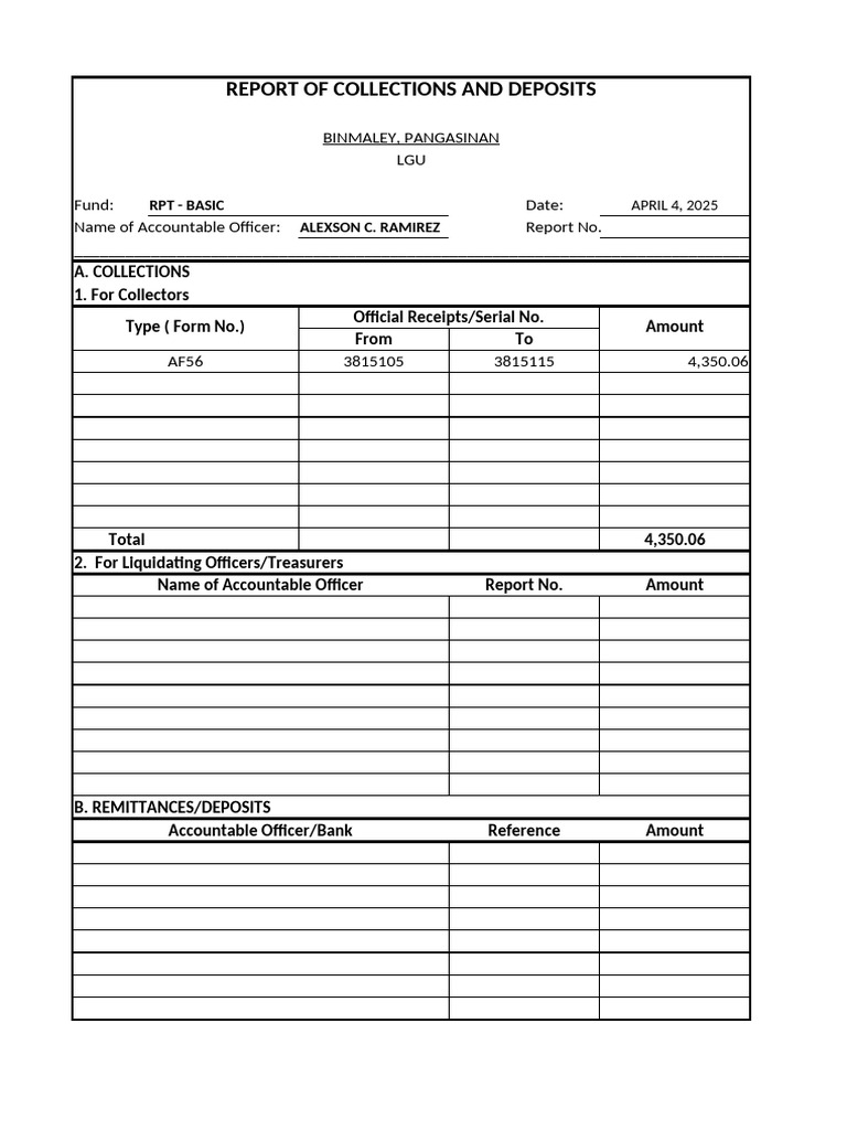 Binmaley LGU Collections Report 2025 | PDF | Money | Banking