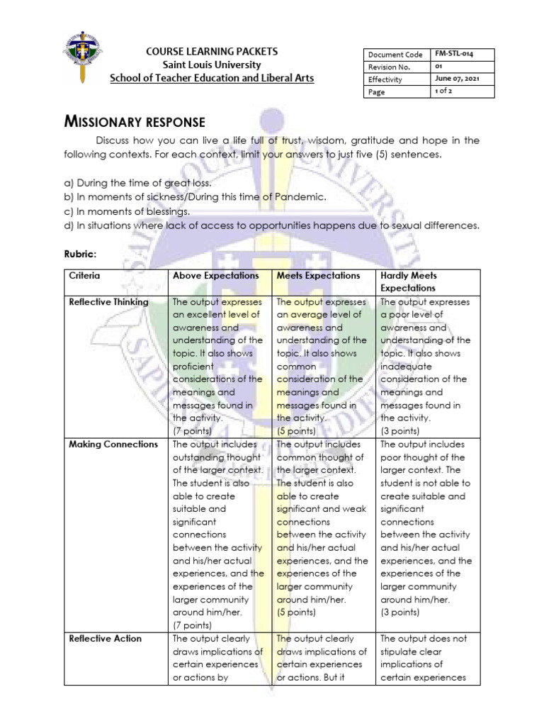 CFE 101 - Module 2, Lesson 3 - Missionary Response | PDF | Human Communication | Cognition