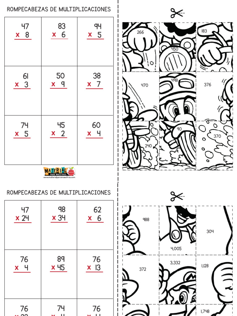 Rompecabezas de Multiplicaciones para Primaria | PDF