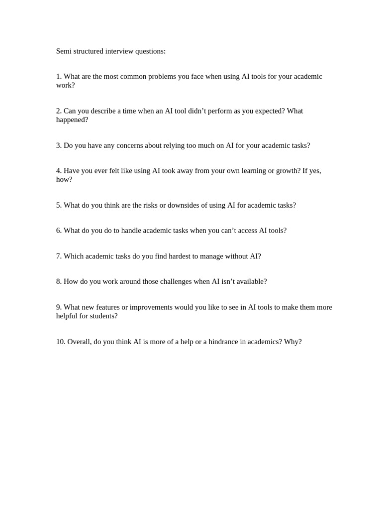 Qualitative Questionnaires | PDF