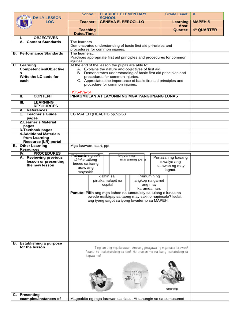 COT MAPEH 5 4ht Quarter Lesson Plan | PDF