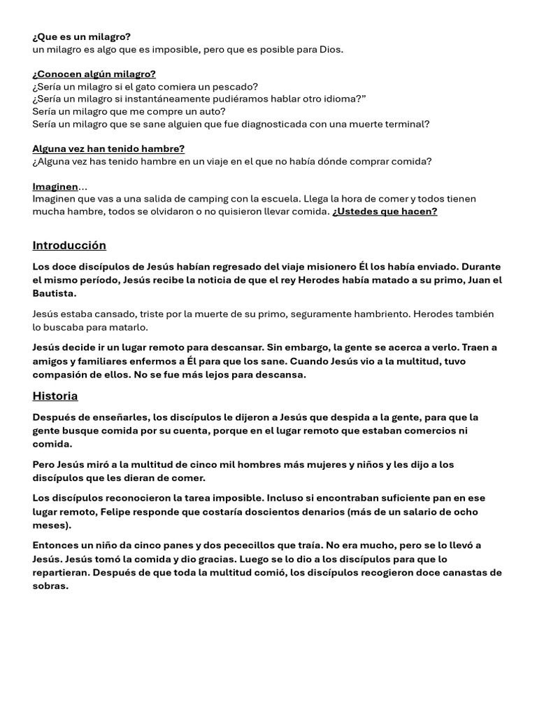 Milagro de los cinco panes y dos peces | PDF | Jesús | Evangelios canónicos