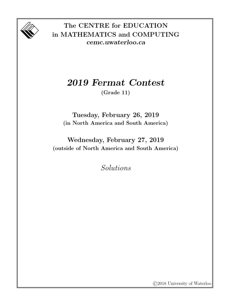 2019FermatSolution | PDF | Triangle | Circle