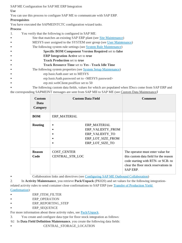 SAP ME ERP Integration Configuration Guide | PDF | Enterprise Resource ...