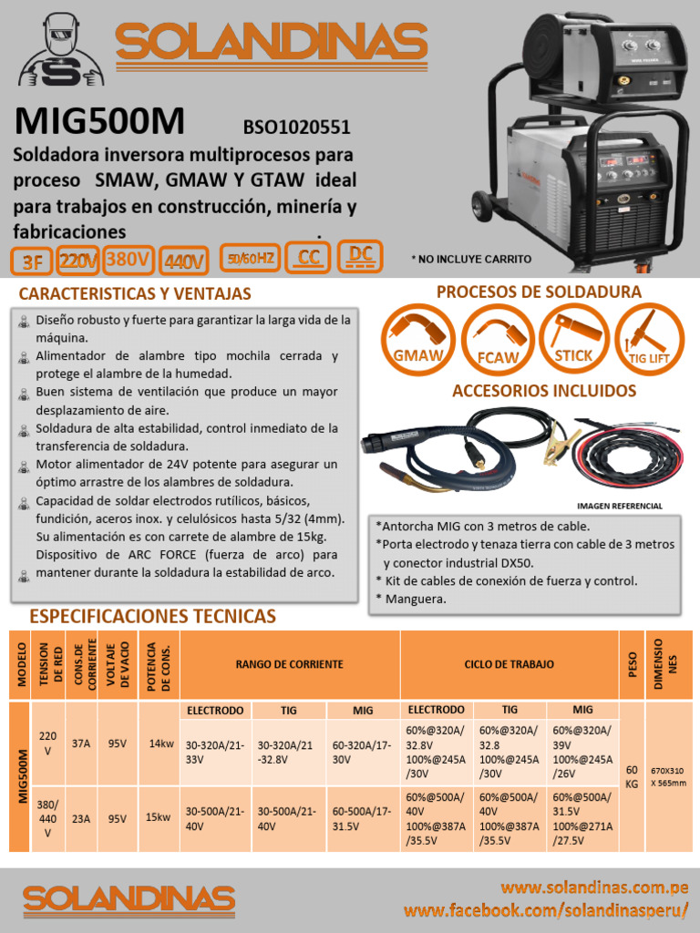 Ficha Tecnica Mig500m | PDF | Soldadura | Construcción