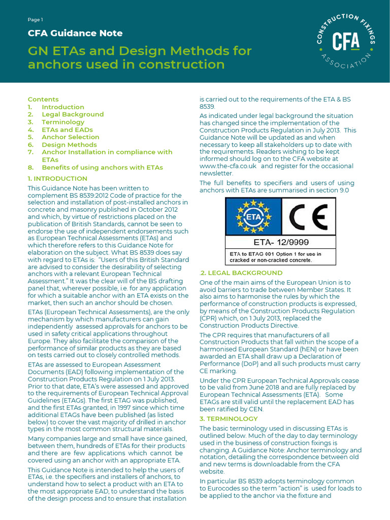 GN ETAs and Design Methods for anchors used in construction | PDF ...