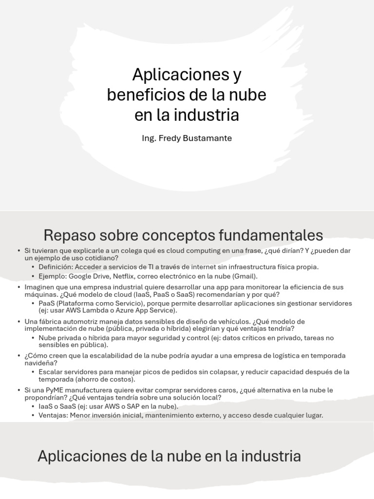 Aplicaciones y Beneficios de La Nube en La Industria | PDF | Computación en la nube | Internet ...