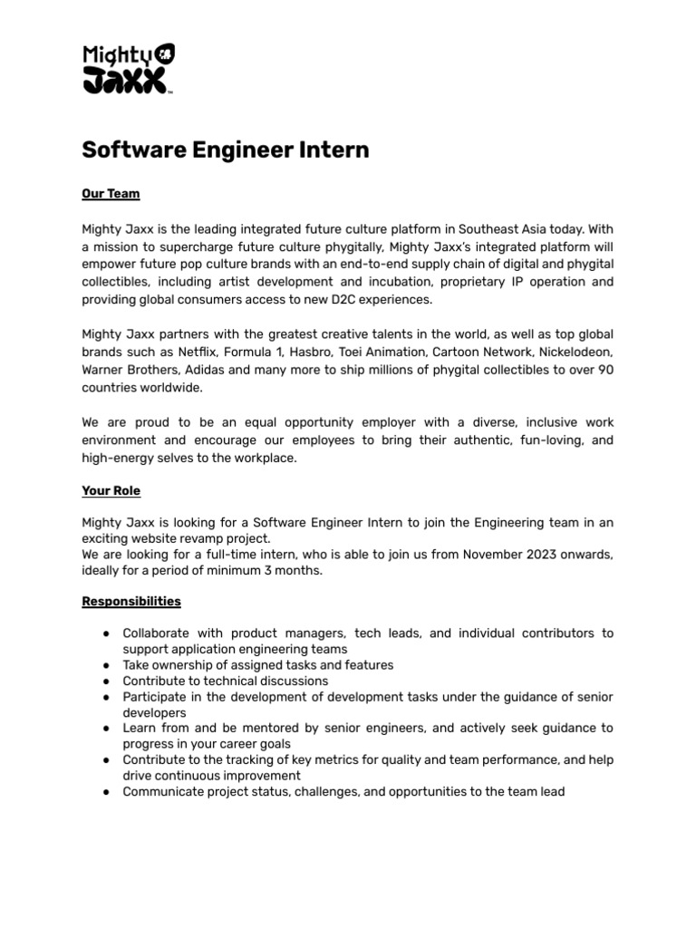 Software Engineer Intern | PDF