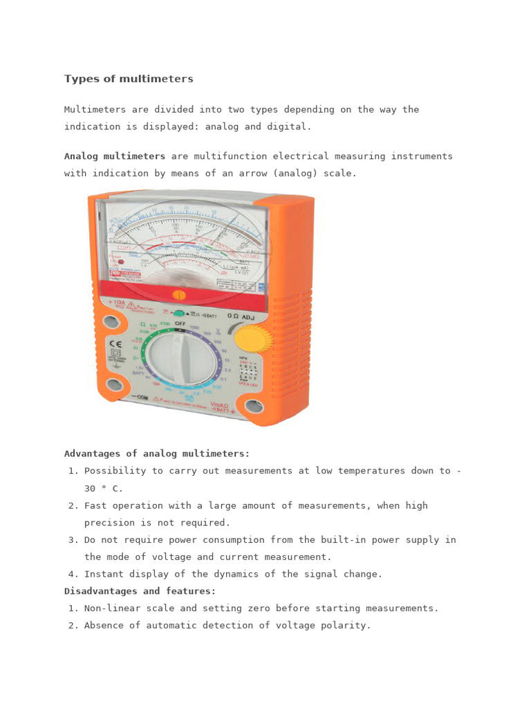 Types of Multimeters | PDF | Electronics | Electric Power