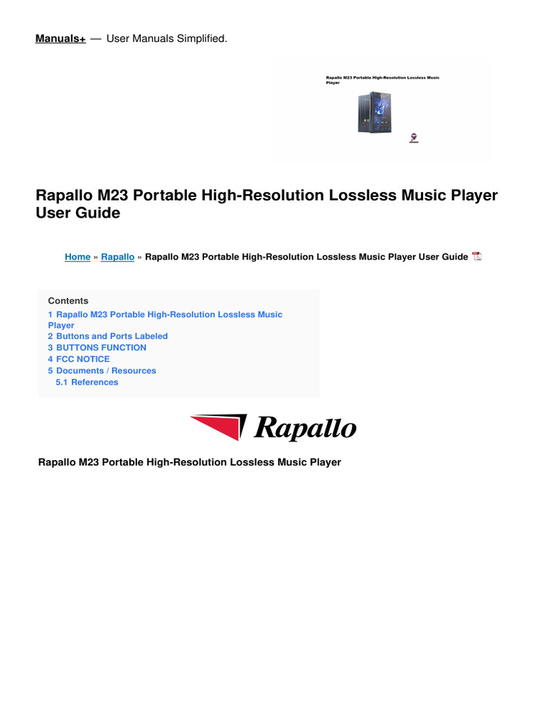 m23 Portable High Resolution Lossless Music Player Manual | PDF | Radio ...