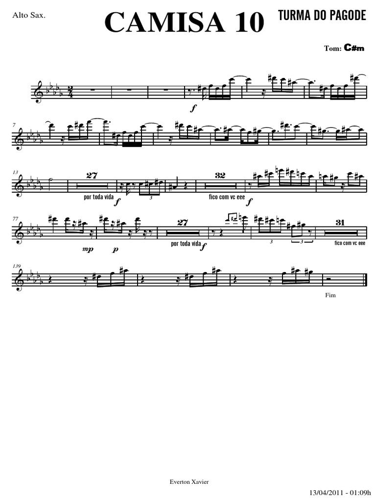 CAMISA 10 - Turma Do Pagode - Alto Sax | PDF