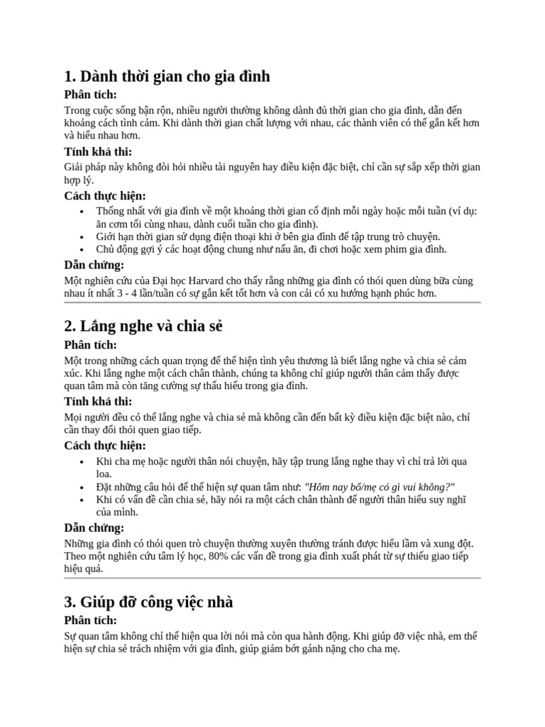 Dành TH I Gian Cho Gia Đình: Phân Tích | PDF