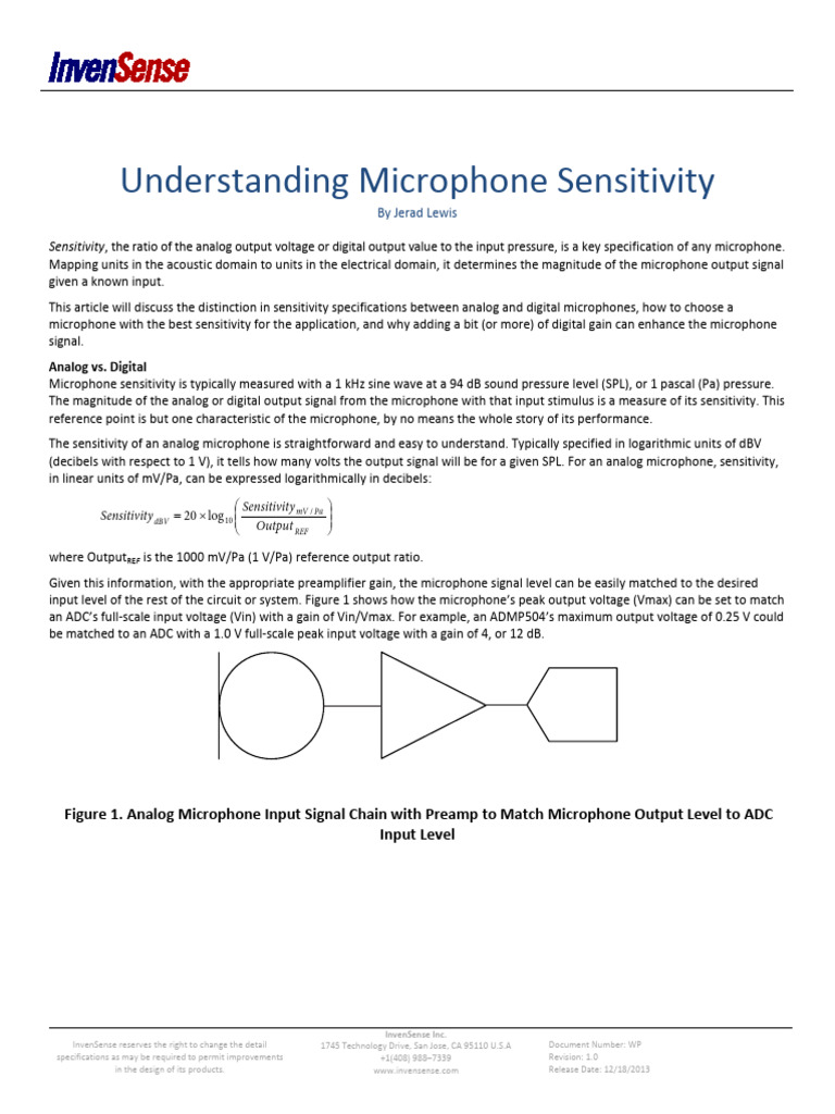 Understanding Microphone Sensitivity8 | PDF | Microphone | Signal To Noise Ratio
