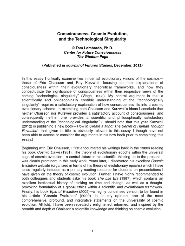 Consciousness Cosmic Evolution and The T | PDF | Consciousness ...
