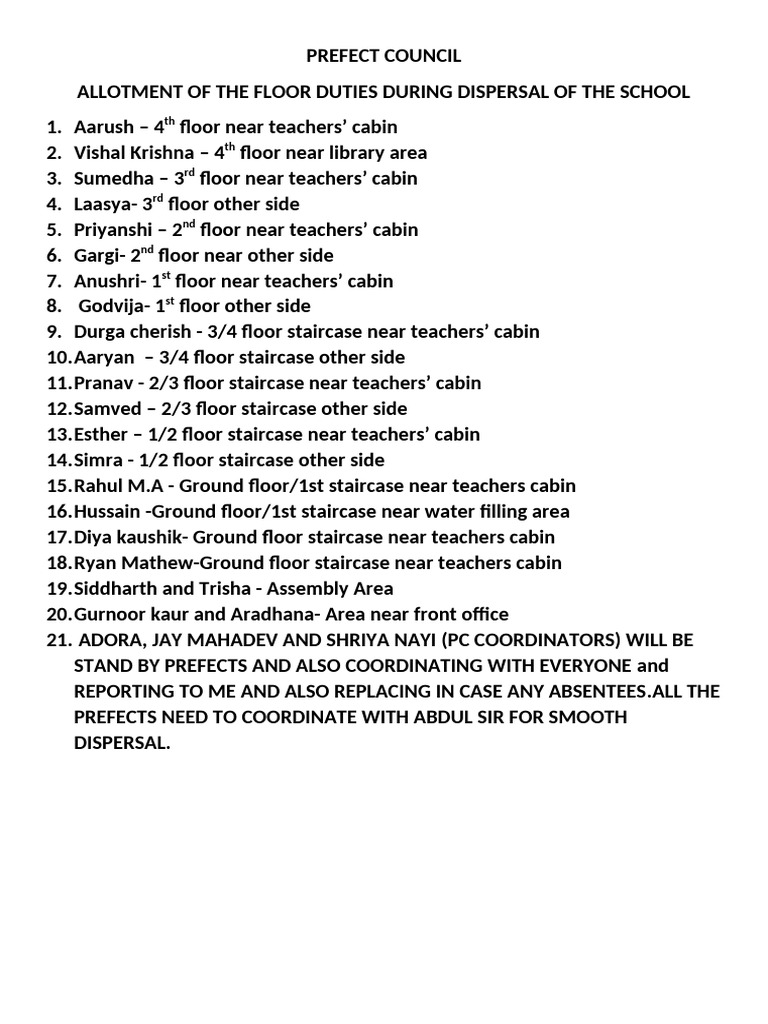 PREFECT DUTY 25-26 | PDF