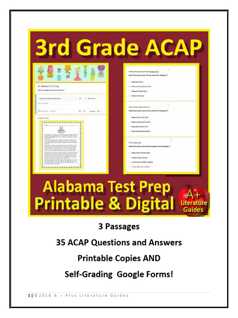 3 Passages 35 ACAP Questions and Answers Printable Copies AND Self-Grading Google Forms! | PDF