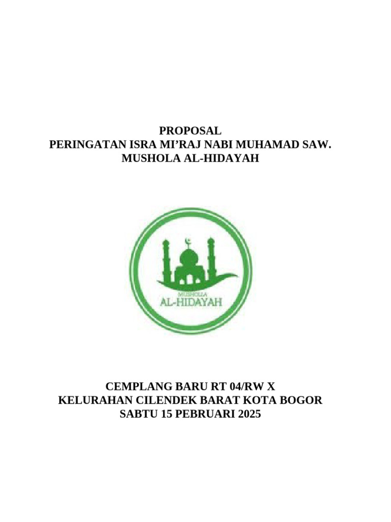 Proposal ISRA MIRAJ Musholla Al Hidayah | PDF