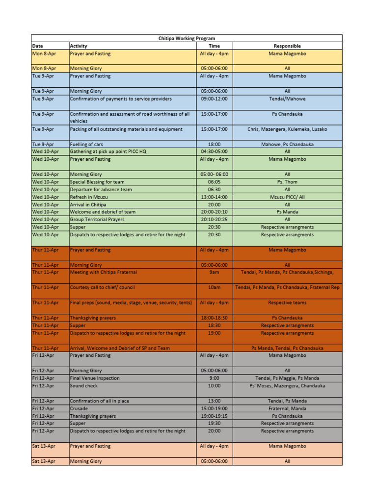 Chitipa Event Schedule and Activities | PDF