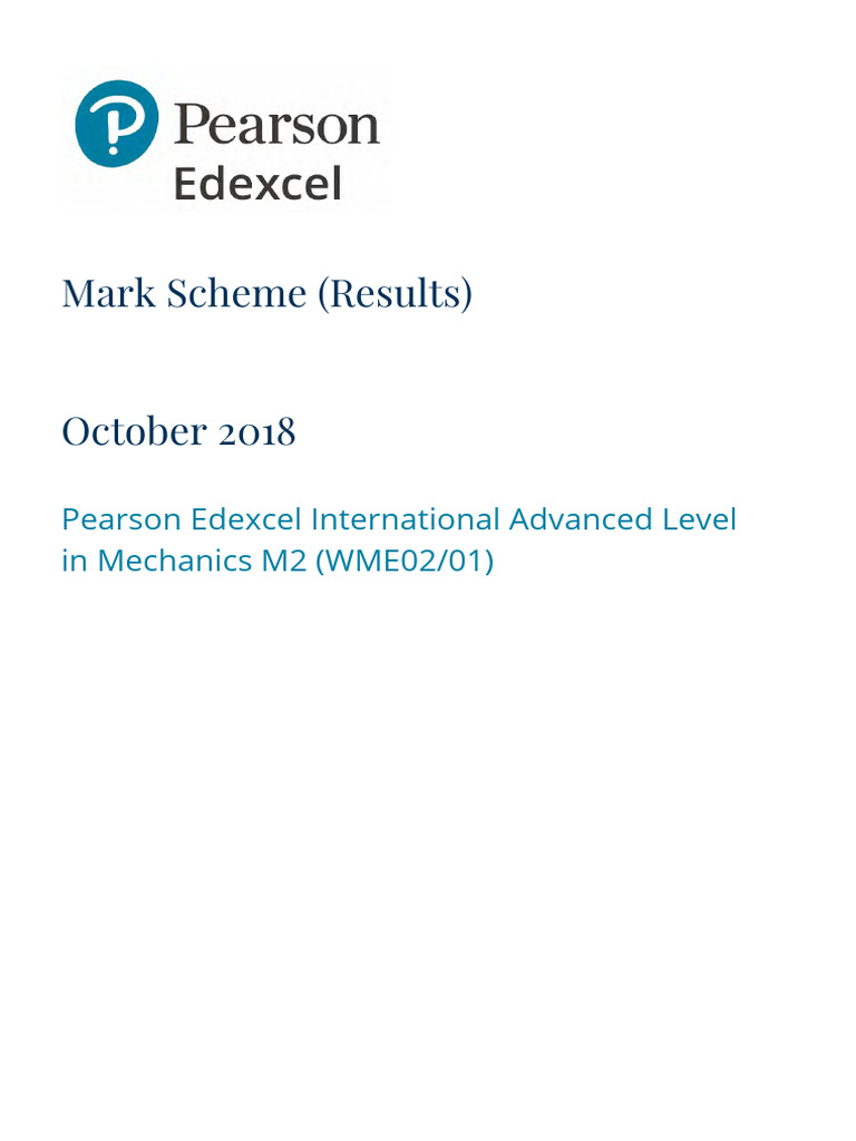 October 2018 (IAL) MS - M2 Edexcel | PDF | Equations Of Motion ...