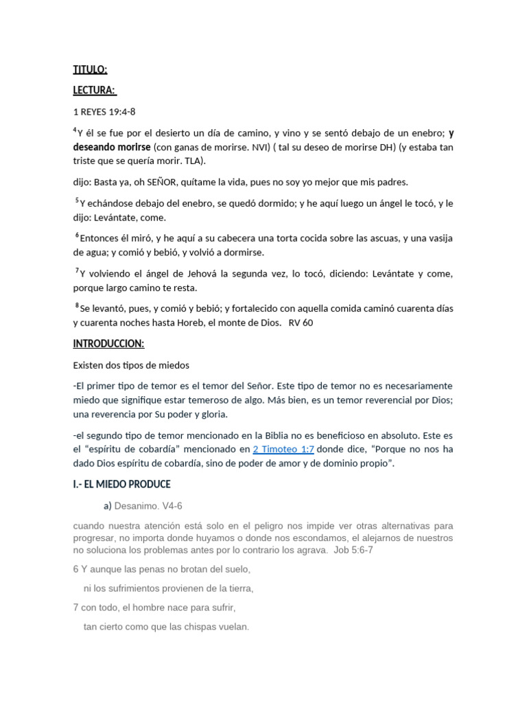 1 Reyes 19 | PDF | Temor