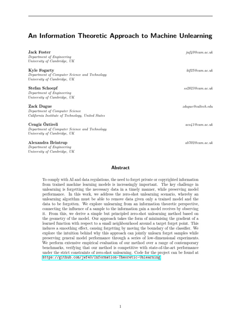 Machine Unlearning | PDF | Information | Sampling (Statistics)