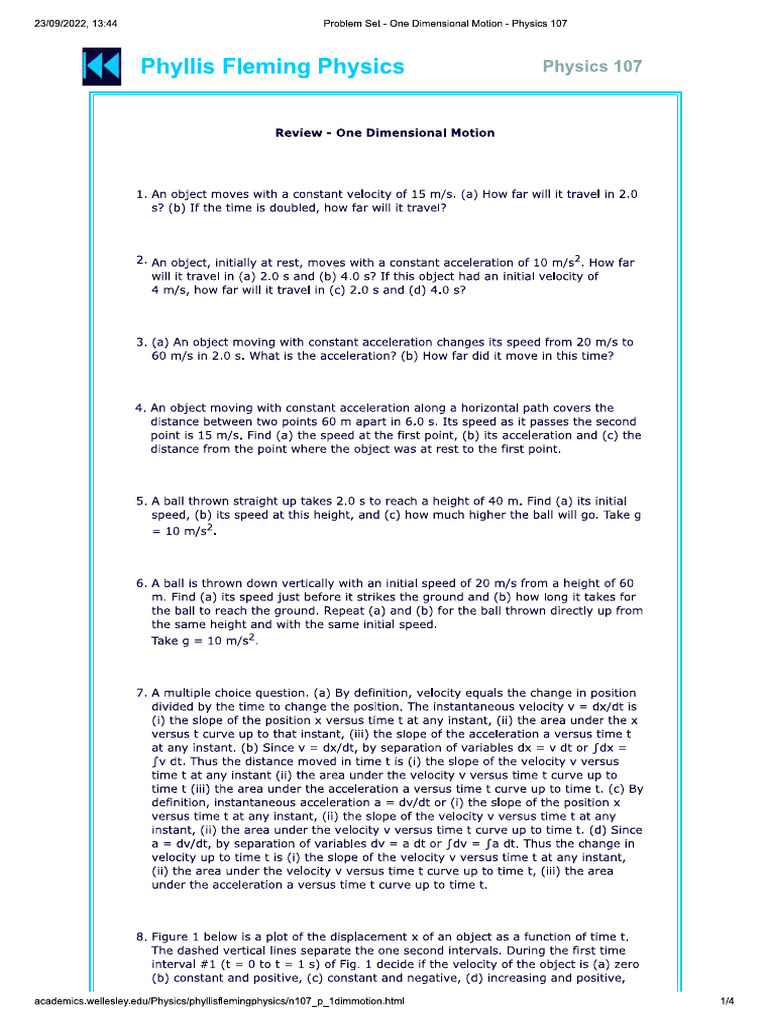 One Dimentional Motion-P | PDF