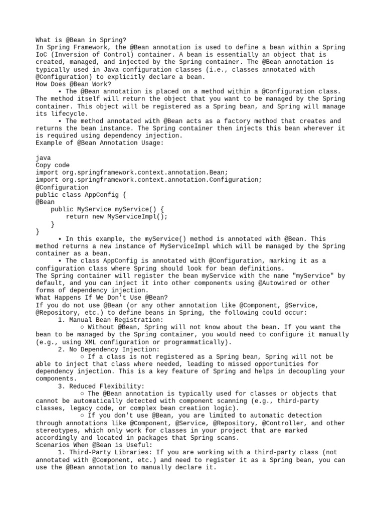 SpringBoot_bean_nots_for_interview | PDF | Class (Computer Programming) | Computer Programming