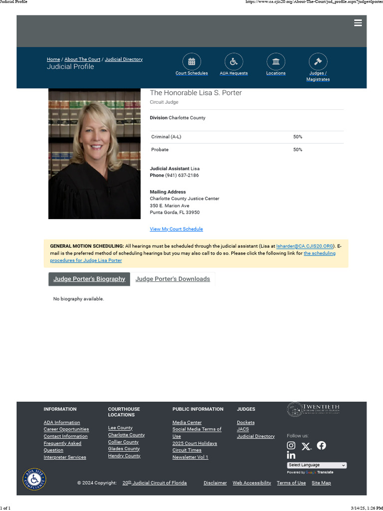 Judicial Profile Lisa S. Porter | PDF | Judge | Government Institutions