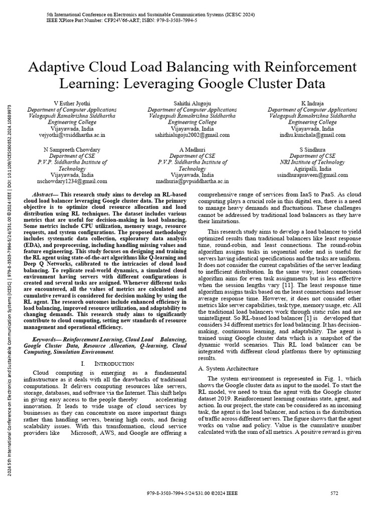 Adaptive Cloud Load Balancing With Reinforcement Learning Leveraging Google Cluster Data | PDF ...