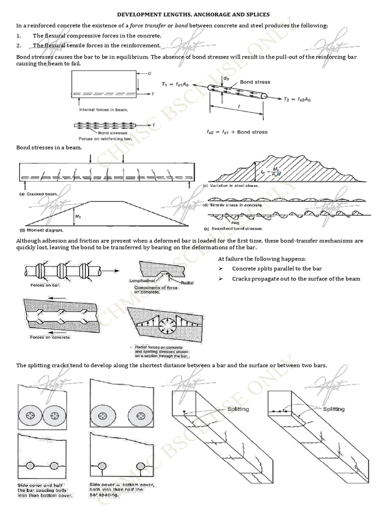 07 Development Lengths, Anchorage and Splices Handouts | PDF | Stress (Mechanics) | Fracture