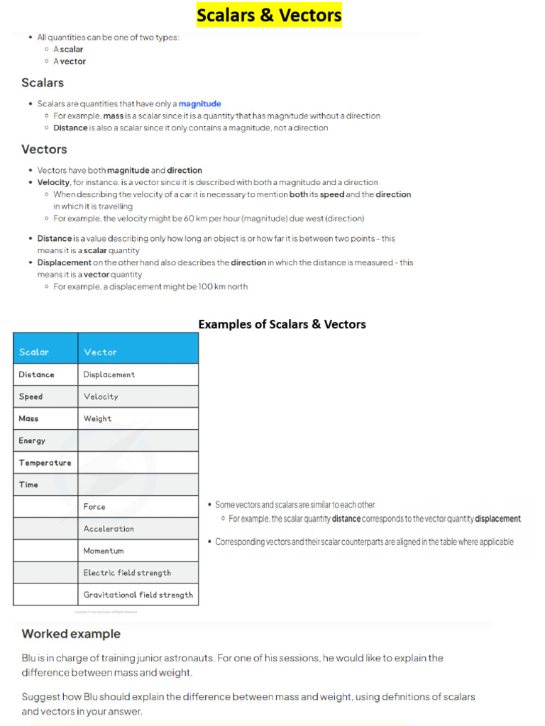 1.1 Scalars and Vectors | PDF