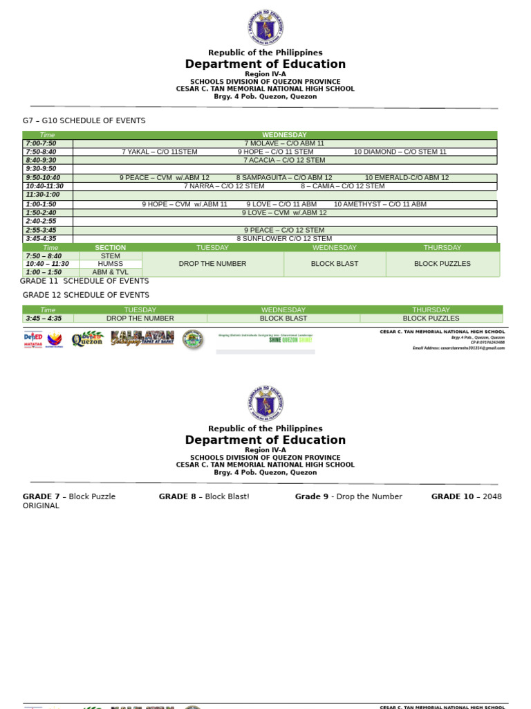 NEW Schedule Math Day 2025 | PDF