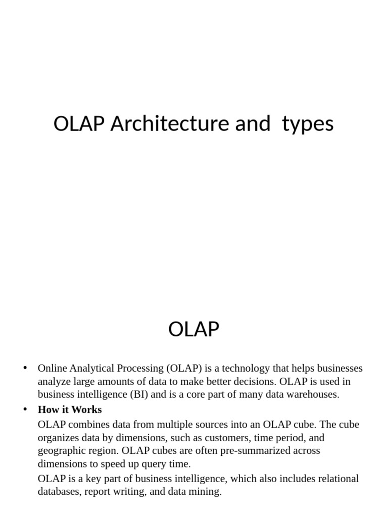 OLAP Architecture and Types | PDF | Computer Science | Data Management