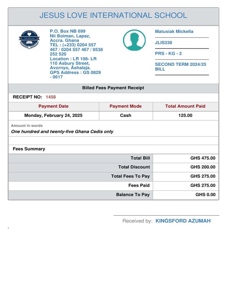 College Fees Payment Receipt | PDF