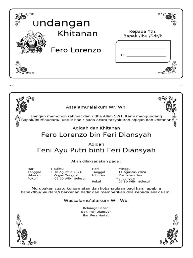 Undangan Khitan Sunatan | PDF