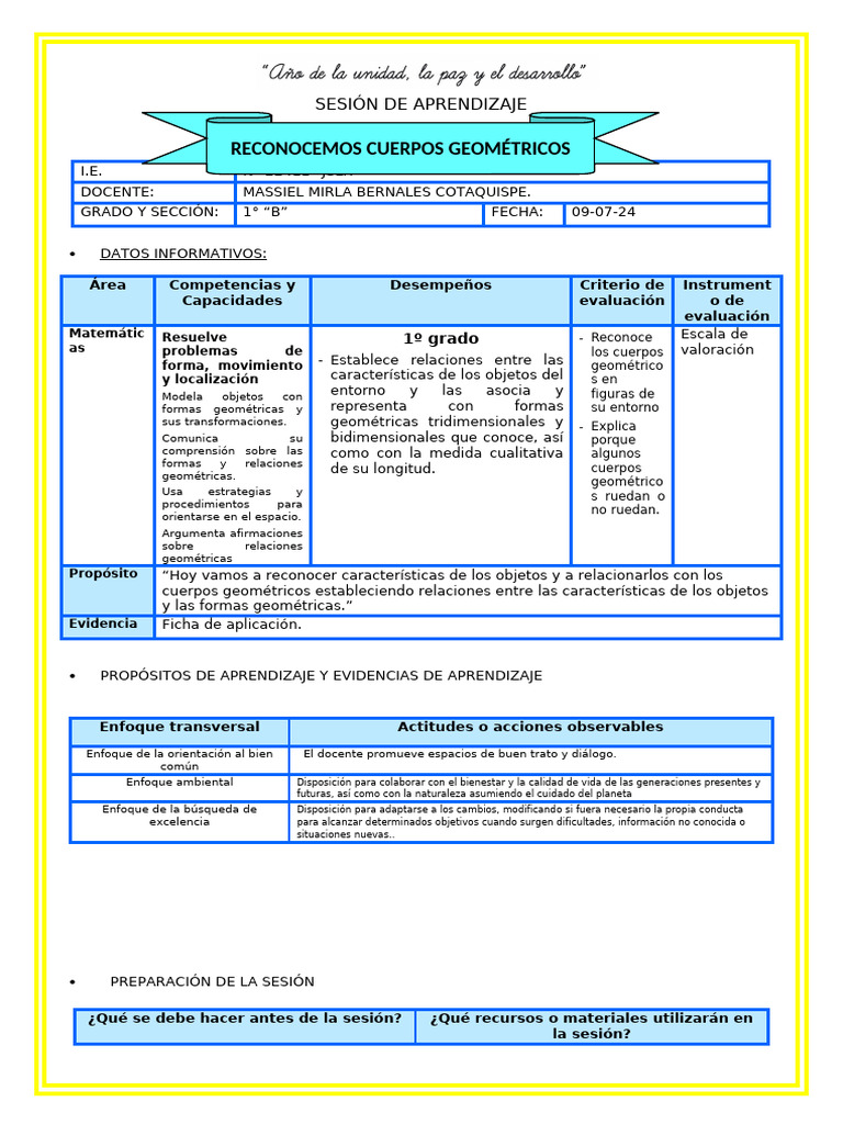1º E5 S2 Sesion D2 Mat Reconocemos Cuerpos Geometricos | PDF ...