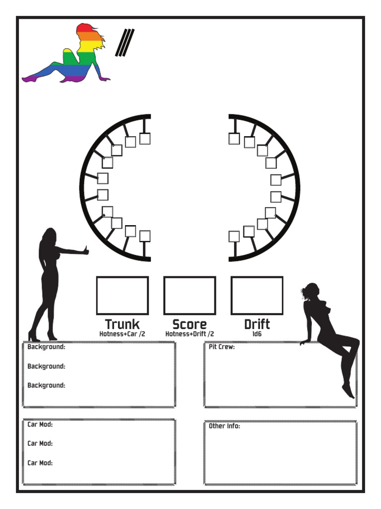 Car Lesbians-Character Sheet Fillable | PDF