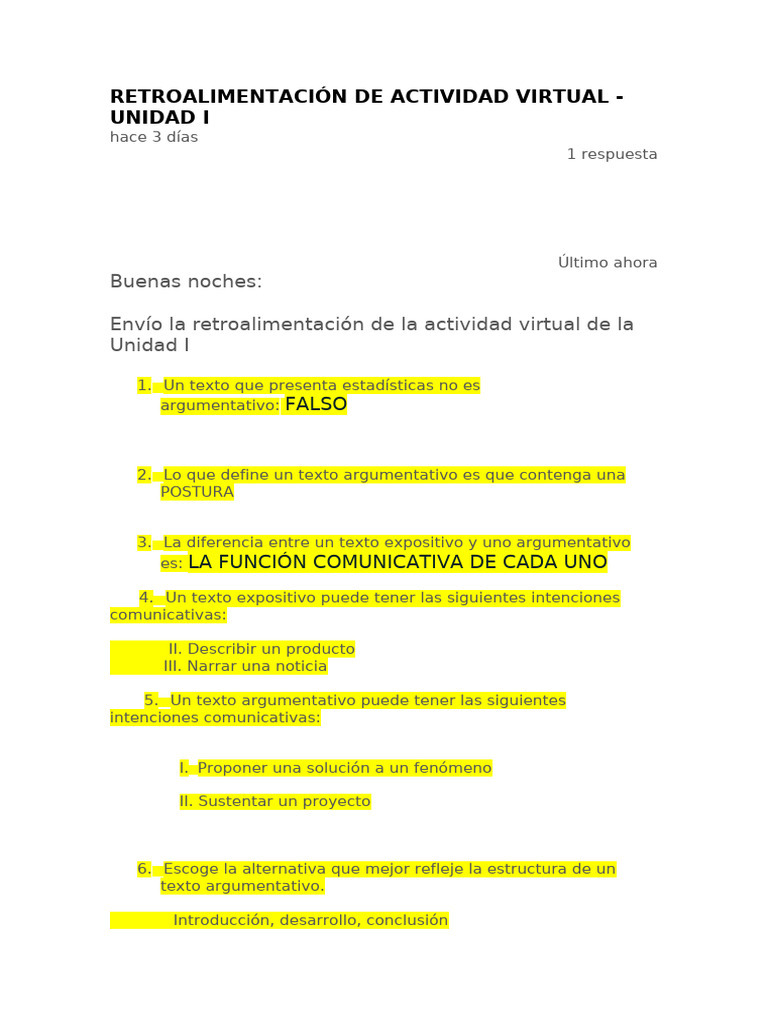 Retroalimentación de Actividad Virtual 1 | PDF