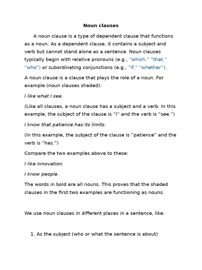 Noun Clauses | PDF