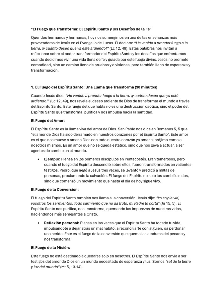 El Fuego Que Transforma | PDF | espíritu Santo | Jesús