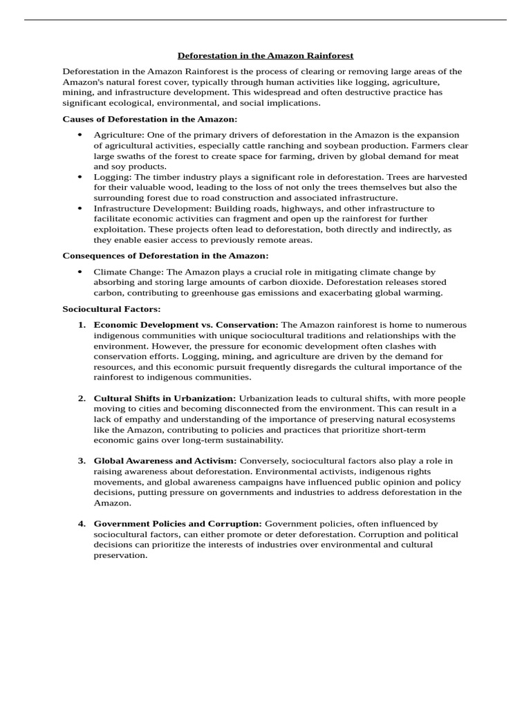 Amazon Deforestation Causes & Effects | PDF | Deforestation | Amazon ...
