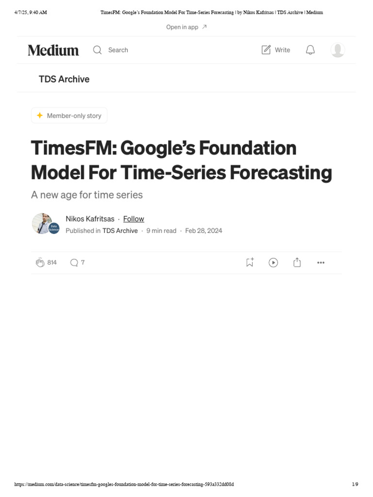 TimesFM - Google's Foundation Model For Time-Series Forecasting | PDF | Time Series | Forecasting
