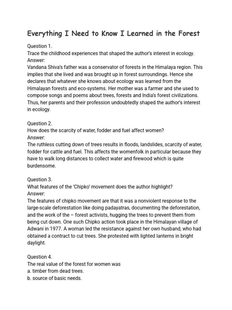 Everything I Need To Know I Learned in The Forest | PDF