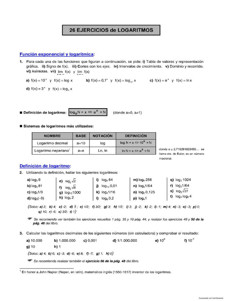 Logaritmos Propiedades de Los Logaritmos | PDF