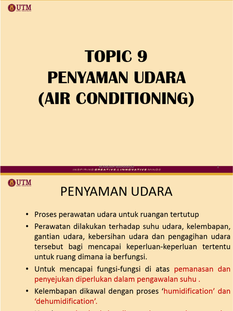 Topic 9 Penyaman Udara (Air Conditioning) Rosadah Mahamud | PDF