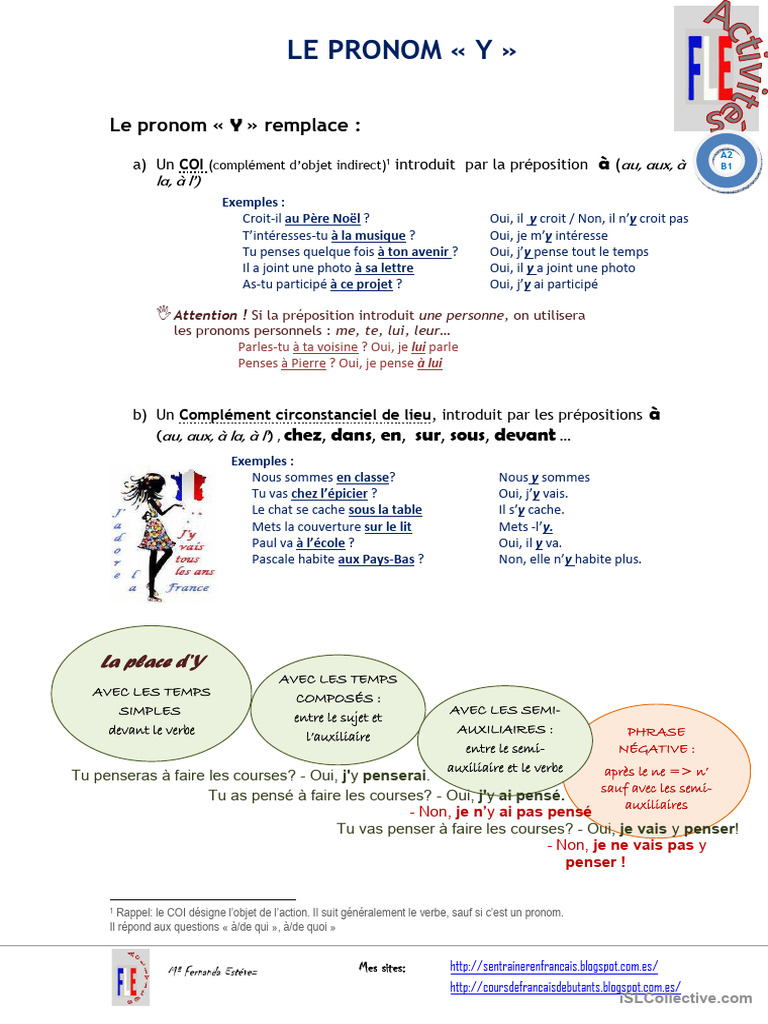 Le pronom « Y » en français | PDF | Complément d'objet | Linguistique