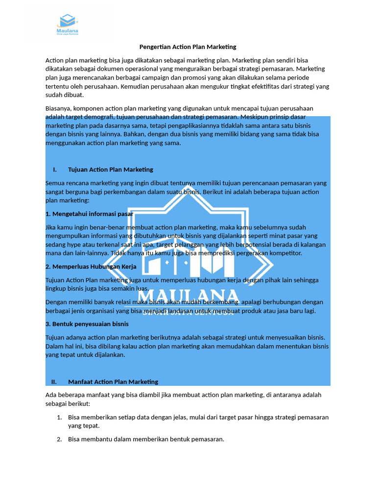 Action Plan Marketing | PDF