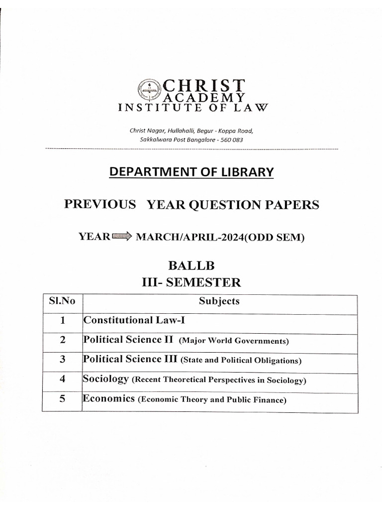 Ballb III Sem March-April 2024 | PDF